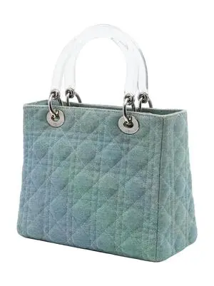 Dior 1999 Medium Denim Cannage Lady Satchel - Blue