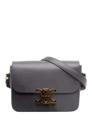 Celine Triomphe Crossbody Bag In Shiny Calfskin - Grey