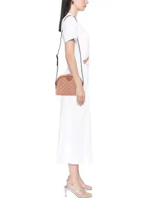 Gucci Ophidia Small Gg Canvas Dome Crossbody Bag - Pink