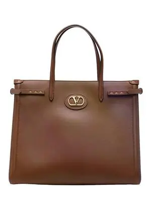 Valentino Garavani Leather Tote Bag - Brown