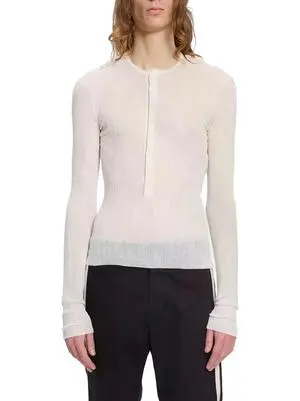 ANN DEMEULEMEESTER Ribbed-knit Henley-neck Sweater - Neutrals