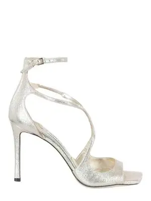 JIMMY CHOO Azia Leather Sandals - Silver