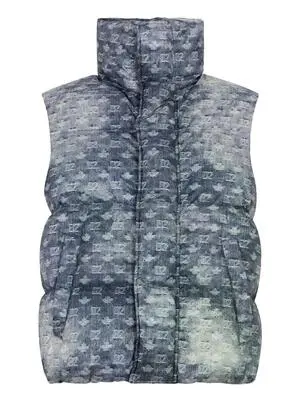 Dsquared2 Monogram Denim Print Quilted Vest - Blue