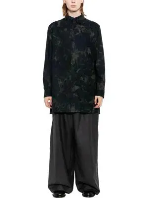 Yohji Yamamoto Triple-collar Tab-placket Shirt - Black