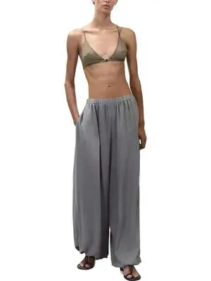 ALYSI Dusty Blue Silk Balloon-leg Trousers - Grey