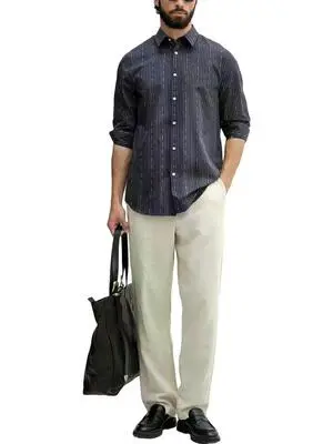 Guess Logo-stripe Patterned Shirt - Blue
