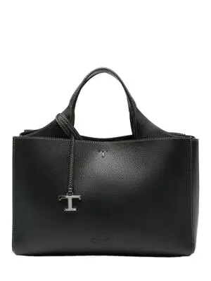 TOD'S Hanging T Leather Tote Bag - Black