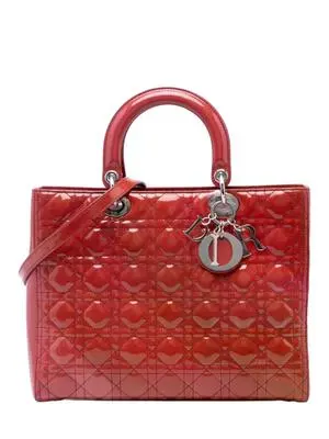 Dior Large Patent Cannage Lady Satchel - Red