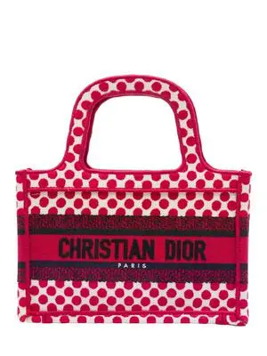 Dior Christian Dior Dioramour Mini Embroidered Canvas Book Tote Bag Red