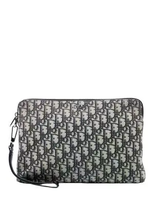 Dior Oblique Canvas Zipped Pouch Clutch Bag - Black