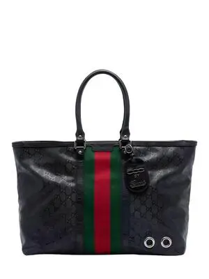 Gucci Large Gg Imprime Web Tote Bag - Black