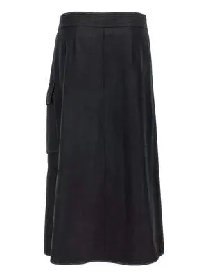 Brunello Cucinelli Wool Wrap Midi Skirt - Grey