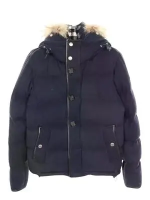 Burberry Down Jacket With Detachable Hood And Faux Fur Trim - Blue