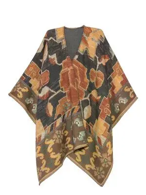 PIERRE-LOUIS MASCIA Abstract Pattern Blanket-stitch Cape - Brown