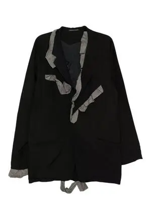 Yohji Yamamoto Ruffled Embroidered Blazer - Black