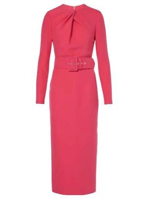 SAFIYAA LONDON Safiyaa London Belted Midi Dress With Draped Neckline