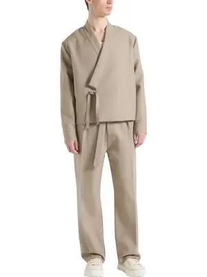 Manière De Voir Textured Wrap Jacket - Beige