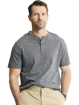 JACHS Luxe Knit Short Sleeve Henley Shirt Black