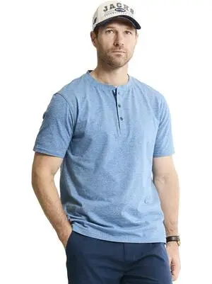 JACHS Luxe Knit Short Sleeve Henley Shirt Navy