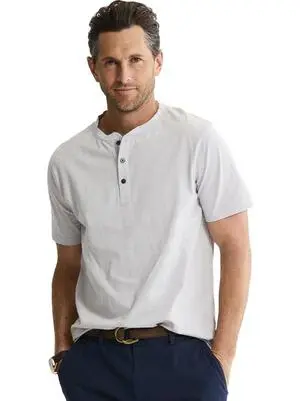 JACHS Luxe Knit Short Sleeve Henley Shirt Stone