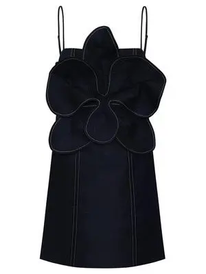 ANDRES OTALORA Embellished Linen Mini Dress - Navy