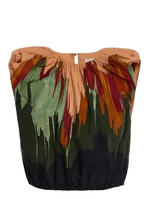 Ulla Johnson Gracie Cotton Printed Cropped Top - Multi
