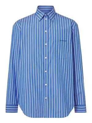 Balenciaga Striped Cotton Poplin Shirt - Blue