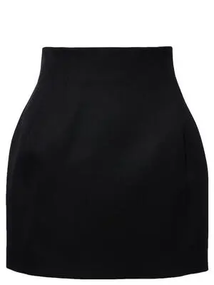 MUGLER High-rise Wool Miniskirt - Black