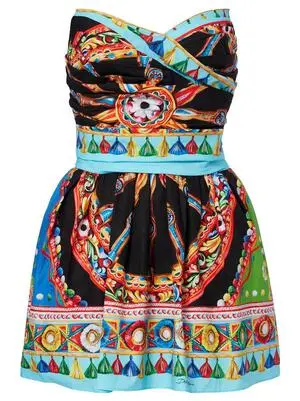Dolce & Gabbana Carretto" Printed Cotton Mini Dress - Multicoloured