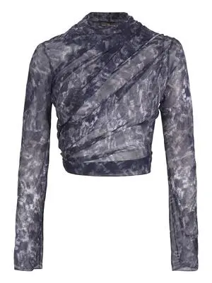 CORTANA Meena Silk Printed Wrap Jacket - Blue