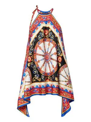 Dolce & Gabbana Carretto Silk Twill Halterneck Top - Multicoloured