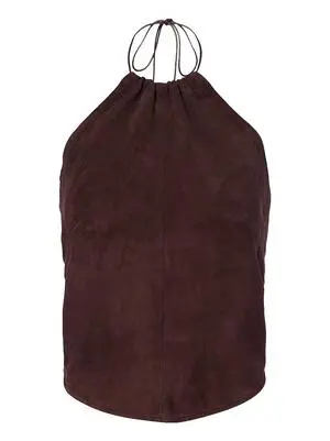Stouls Rosie Halterneck Suede Top - Brown