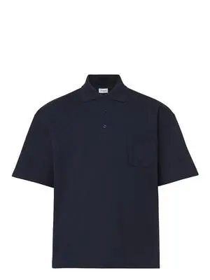 Saint Laurent Cassandre Cotton Polo Shirt Blue