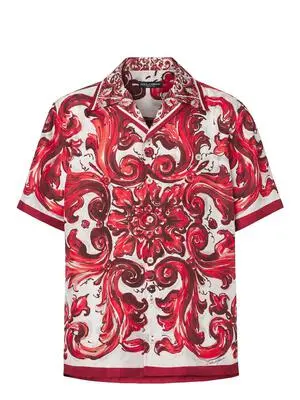 Dolce & Gabbana Majolica Silk Twill Shirt - Red