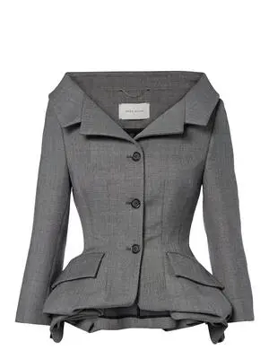 Magda Butrym Peplum Virgin Wool Blazer - Grey