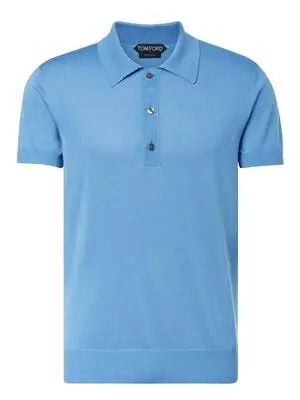 TOM FORD Silk And Linen Polo Sweater - Blue