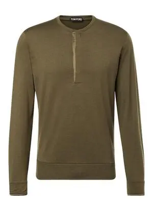 TOM FORD Wool, Cashmere, And Silk Henley Shirt - Grey
