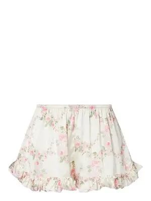 Simone Rocha Cream Floral Ruffle Shorts - Beige