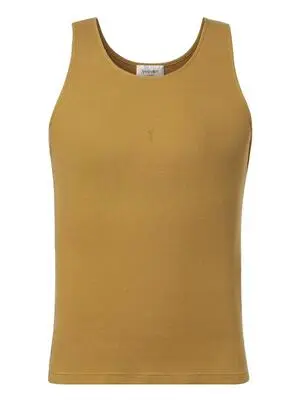 Saint Laurent Cassandre Cotton Tank Top - Beige