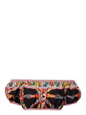 Dolce & Gabbana Carretto Cotton Poplin Crop Top - Multicoloured