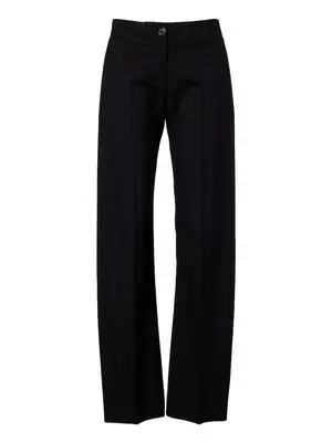 Khaite Mita Virgin Wool Straight Leg Pants In Ivory Glow - Black