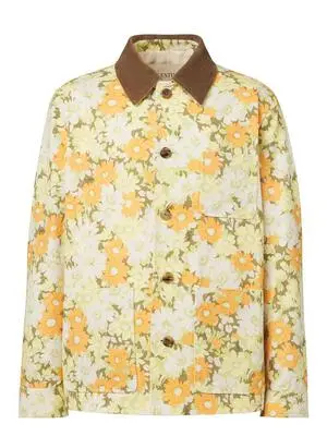 Valentino Garavani Corduroy-trimmed Floral Denim Jacket - Multicoloured