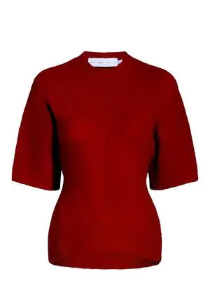 Proenza Schouler White Label Dana" Striped Knit Short Sleeve Sweater - Red