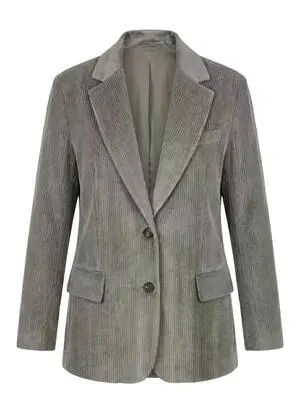 Brunello Cucinelli Single-breasted Corduroy Blazer - Grey
