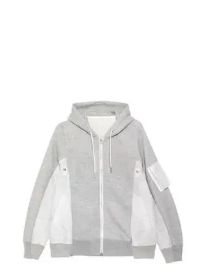 Sacai Panelled Zip-up Hoodie - Grey