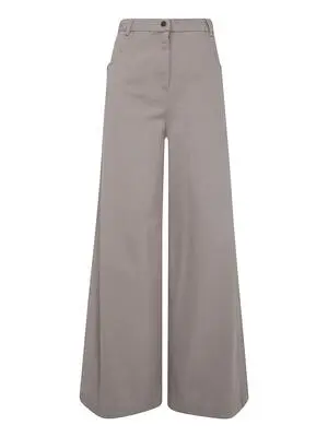 Max Mara Cotton Wide Leg Trousers - Gray