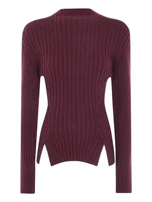 VICTORIA BECKHAM VICTORIA BECKHAM Ribbed Merino Wool & Cashmere Crew Neck Sweater