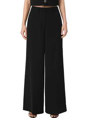 French Connection Harry High Waist Wide Leg Suit Pants - Black