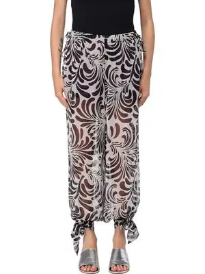 TWINSET Printed Viscose Cropped Trousers - Coffee