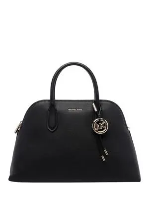 Michael Kors Freddie Leather Handbag With Mk Monogram And Logo Charm - Black